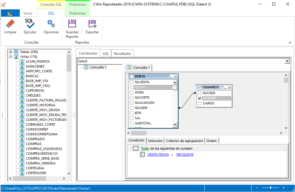 Reporteador SQL | CWin Systems